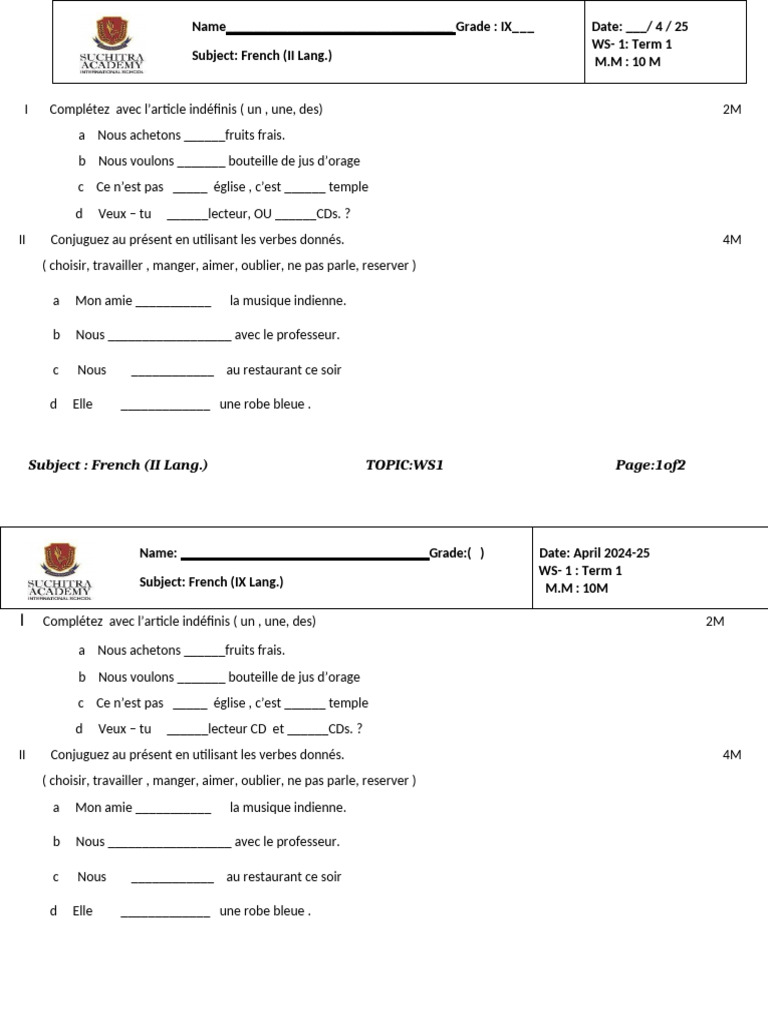 9 TH Grade Lesson 1 WS | PDF