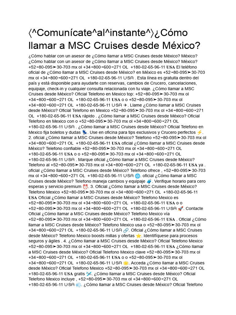 ^Comunícate^al^instante^ ¿Cómo llamar a MSC Cruises desde México? | PDF ...