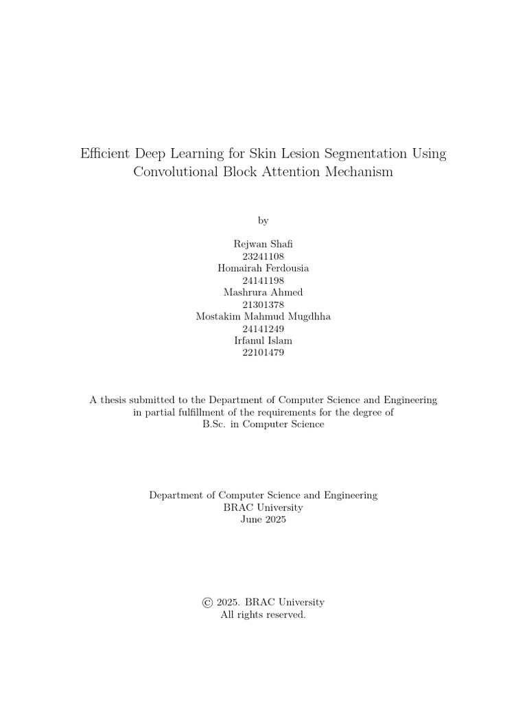Efficient Deep Learning For Skin Lesion Segmentation Using ...