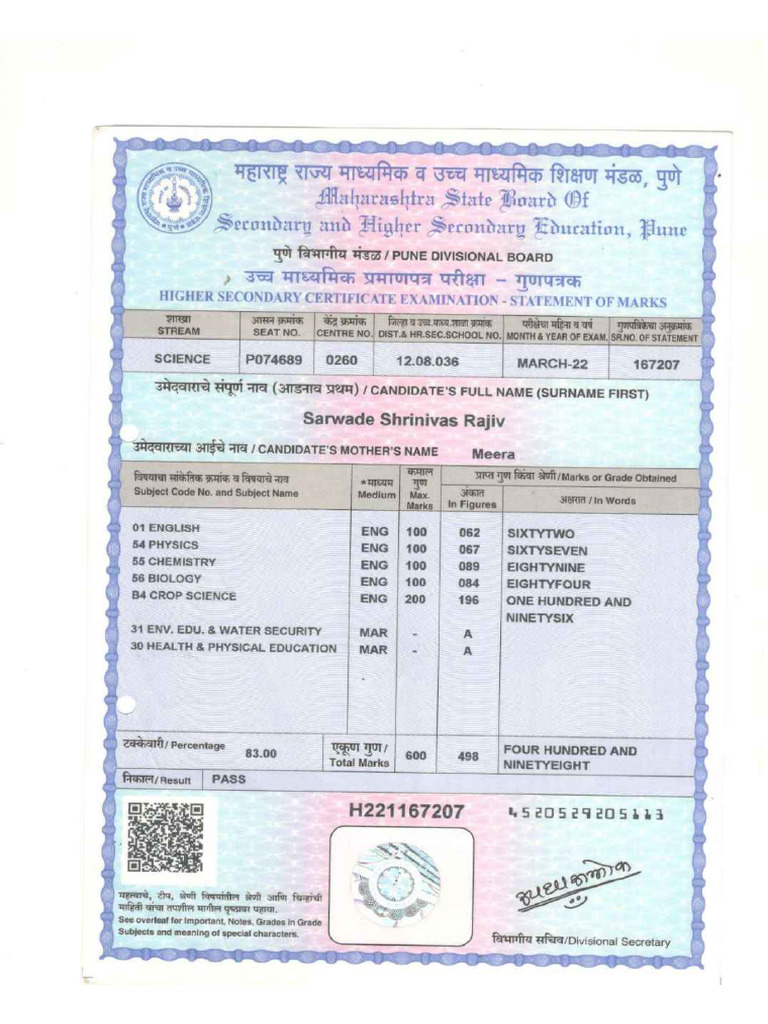 12 Mark Sheet | PDF