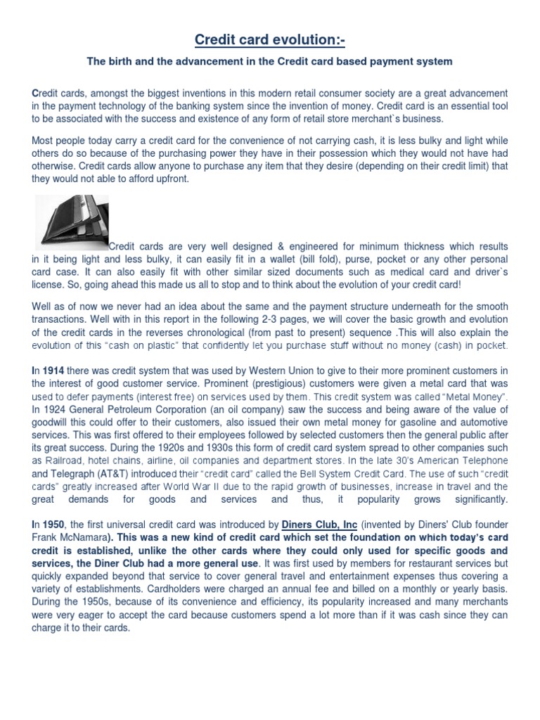 Evolution of Credit Cards Explained | PDF | Visa Inc. | Credit Card