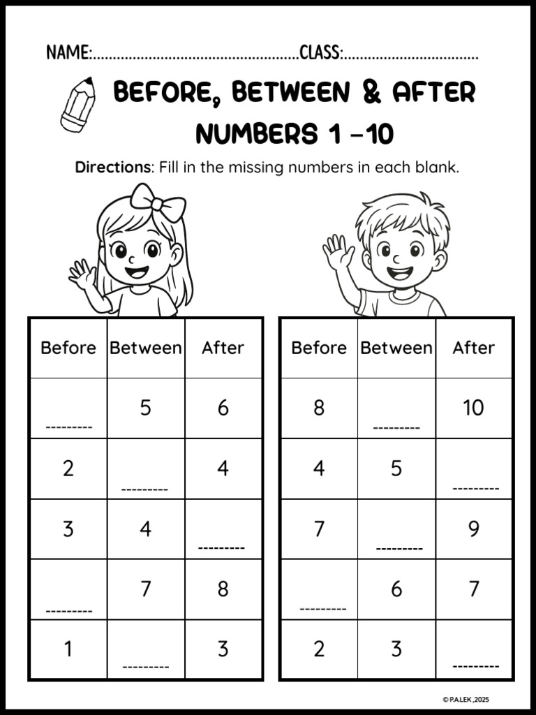 Before, Between & After Numbers 1 10 | PDF | Microsoft Windows | Computing