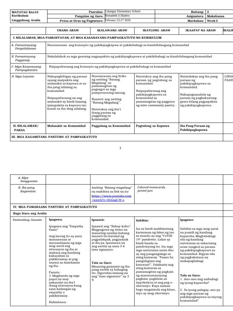 Makabansa Week 5 | PDF