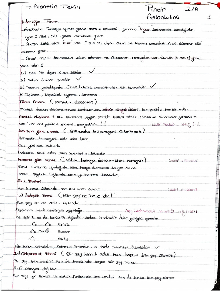 2.sınıf MANTIK (Vize +final) | PDF