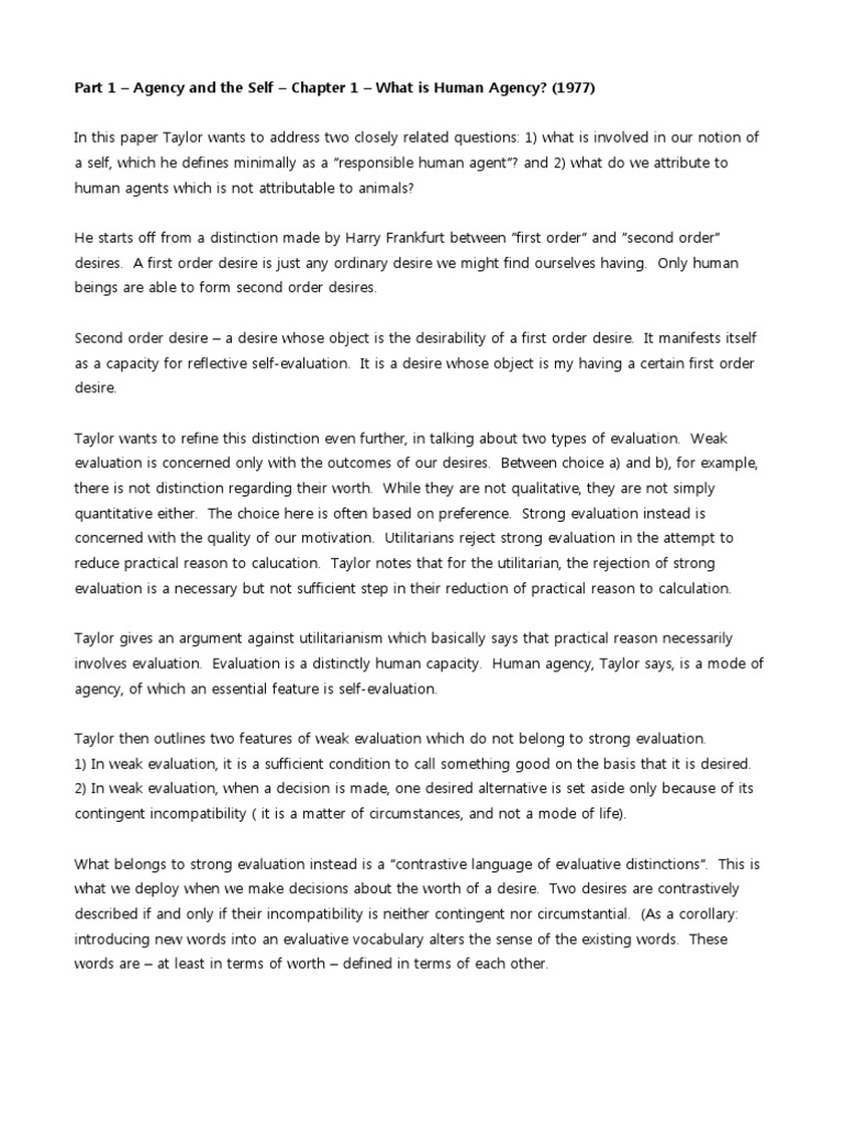 Chapter 1 - What Is Human Agency-1 | PDF | Utilitarianism | Identity ...