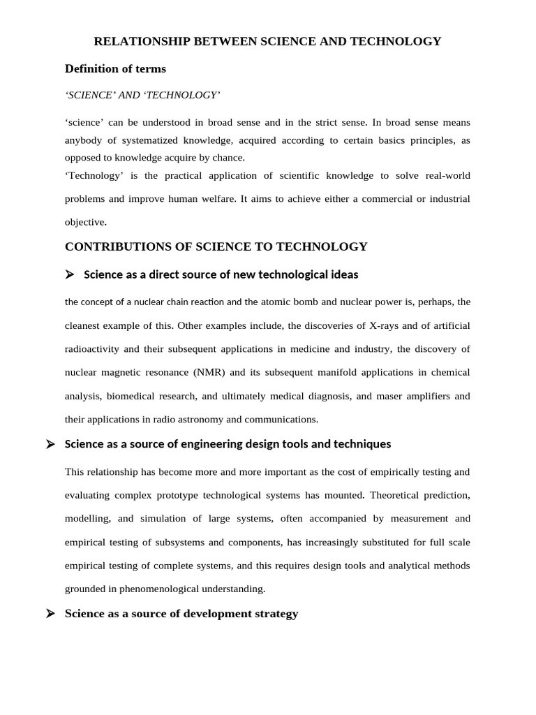 Relationship Between Science and Technology | PDF | Radioactive Decay ...