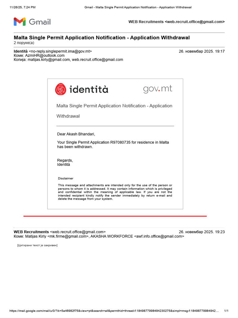 Gmail - Malta Single Permit Application Notification - Application ...