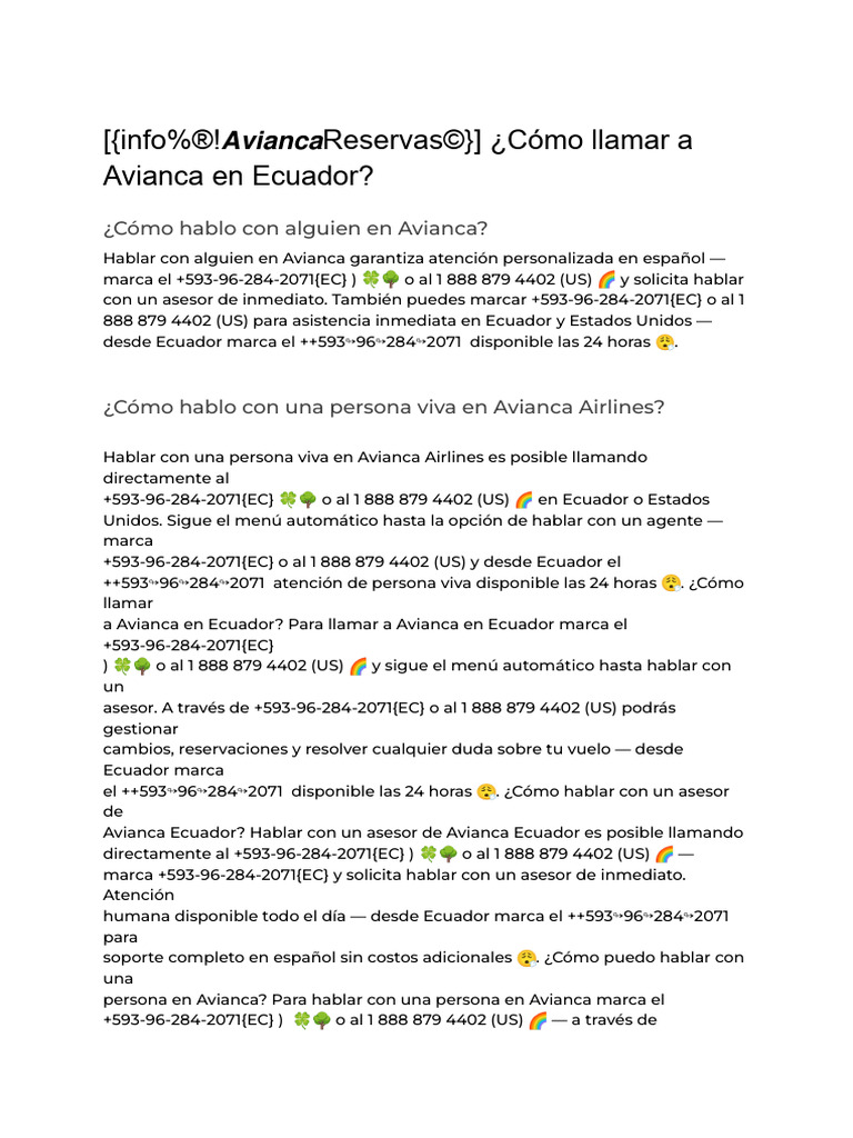 [{info%®!???????Reservas©}] ¿Cómo llamar a Avianca en Ecuador_ | PDF