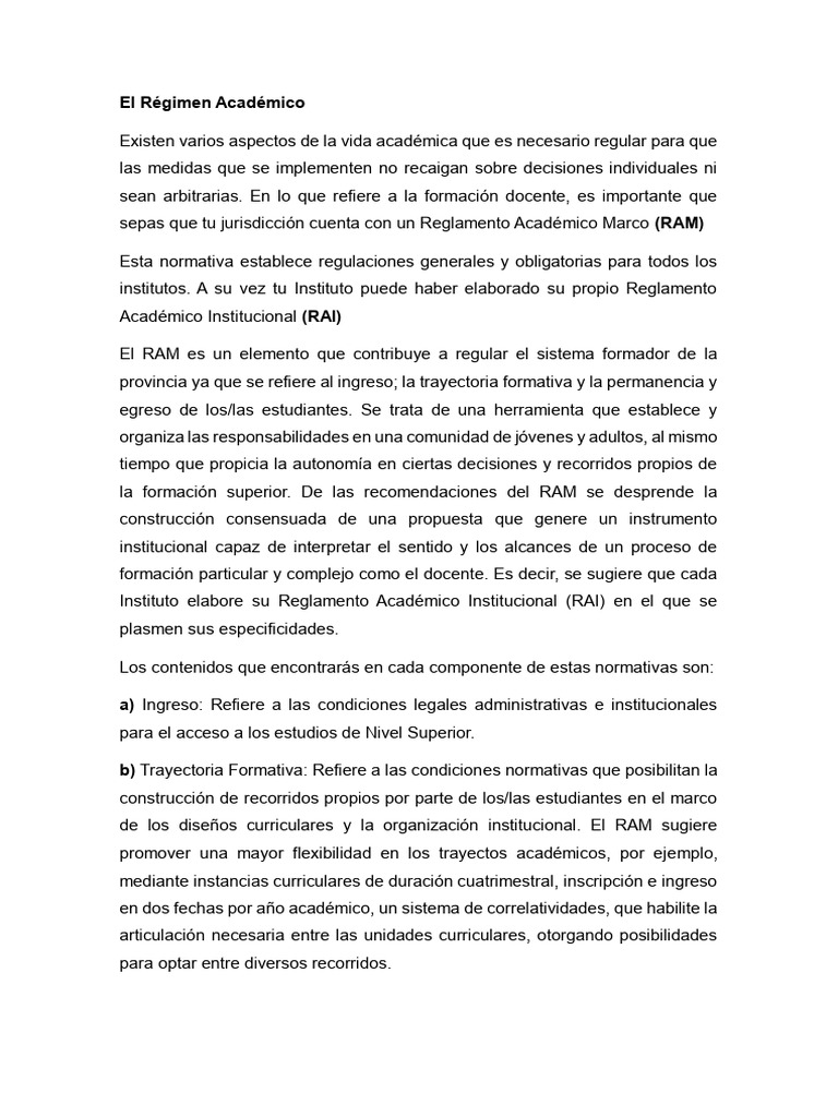 El Régimen Académico CI | PDF | Regulación