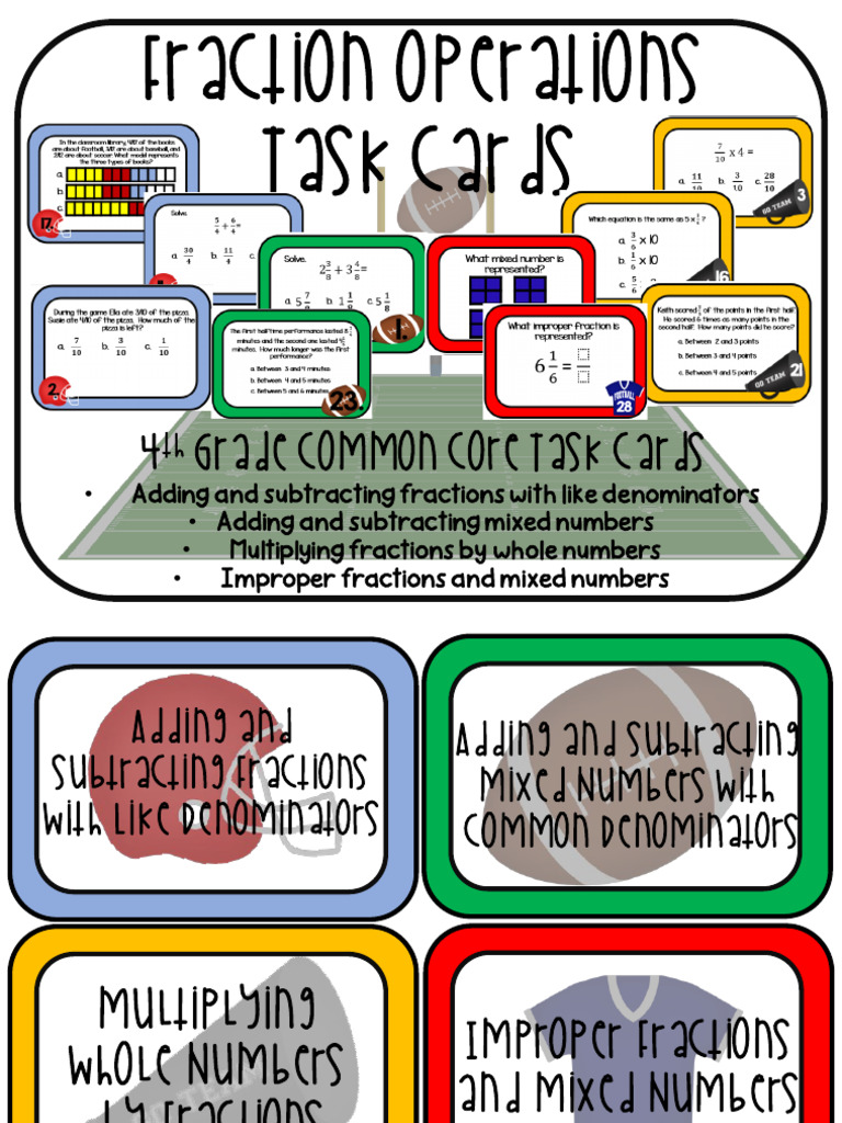 Fraction Operations Task Cards | PDF | National Football League ...