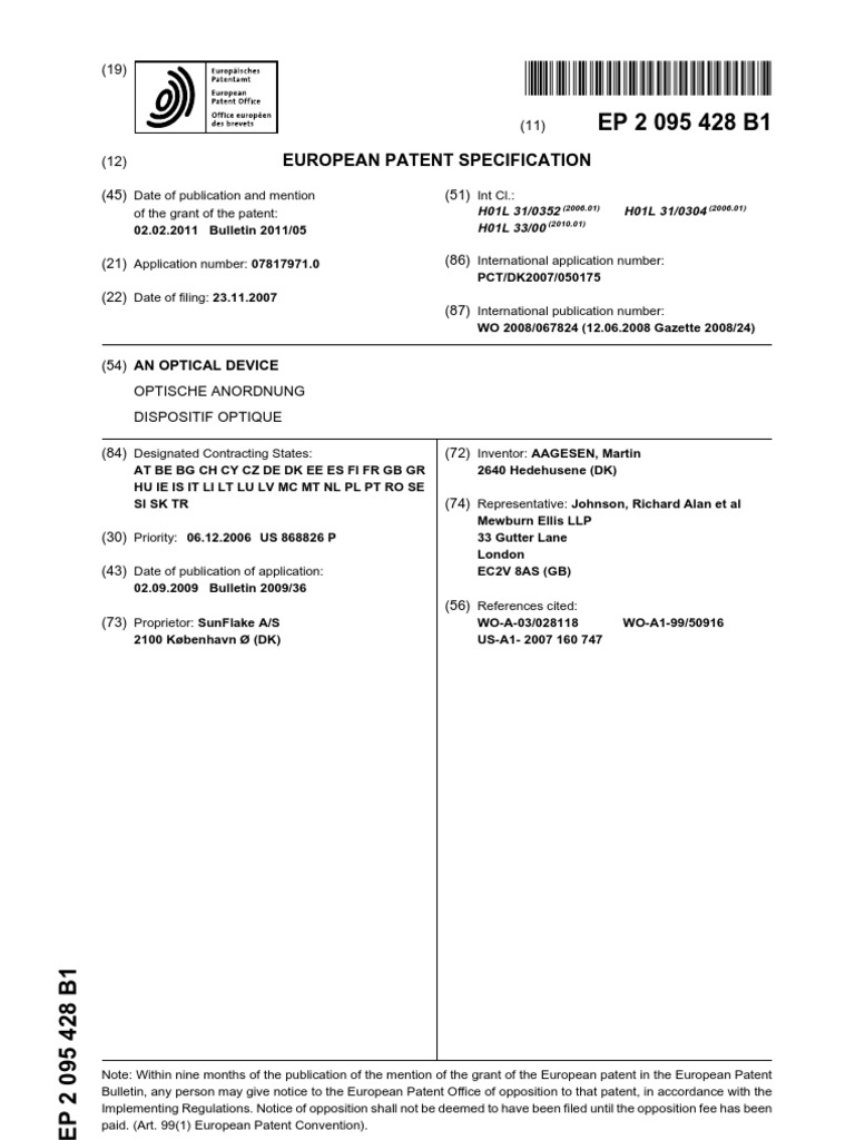 European Patent Specification: Printed by Jouve, 75001 PARIS (FR) | PDF ...