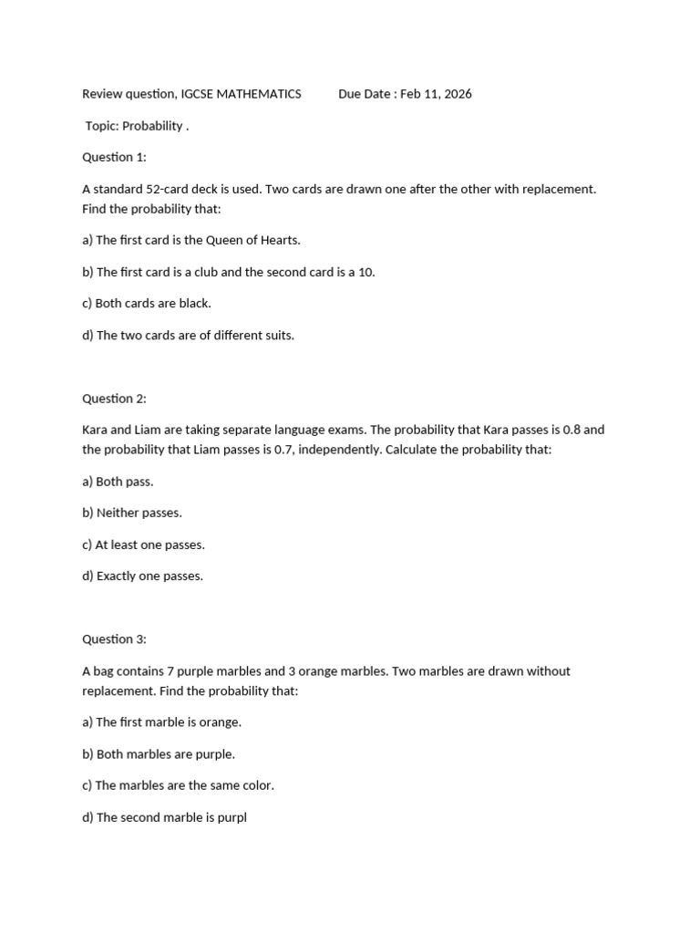 Review Question On Probability | PDF