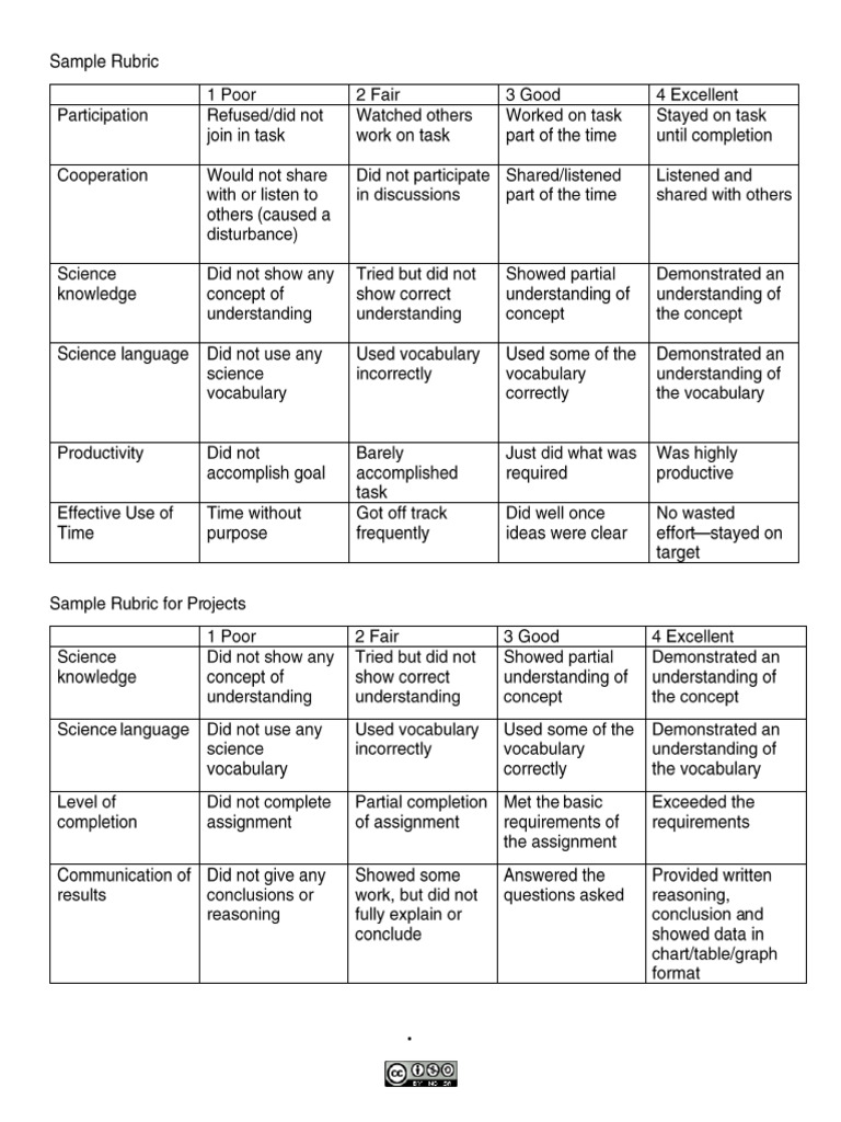Science Task Rubric | PDF