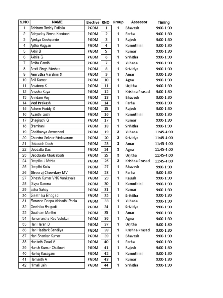 AC Studentwise Schedule | PDF