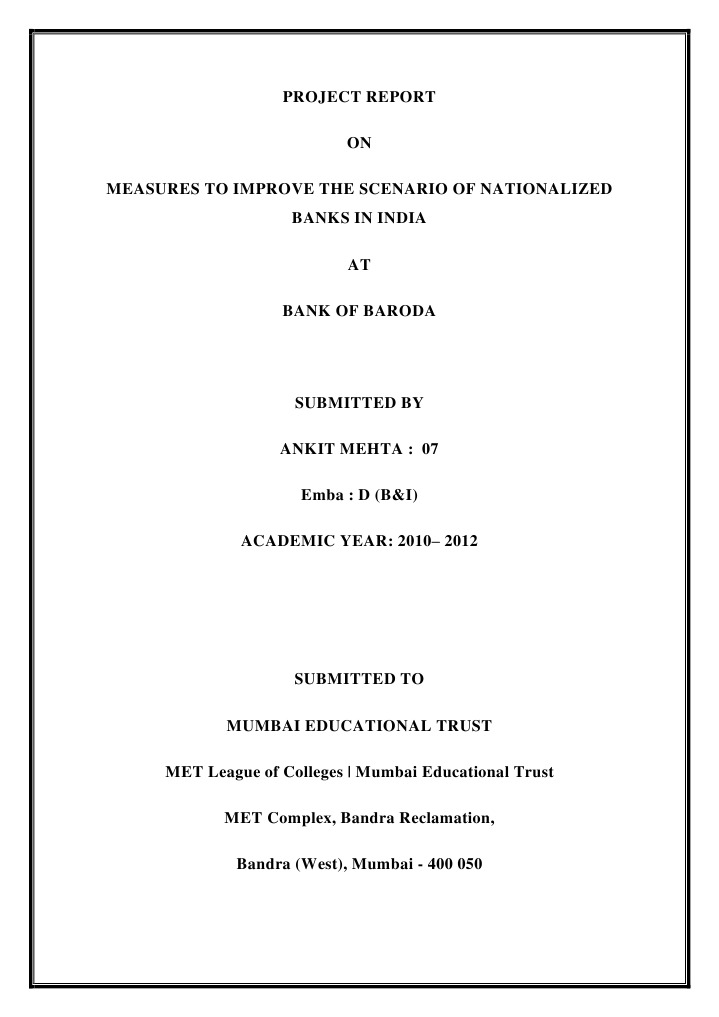 Project Report Bank of Baroda | PDF | Banks | Cheque