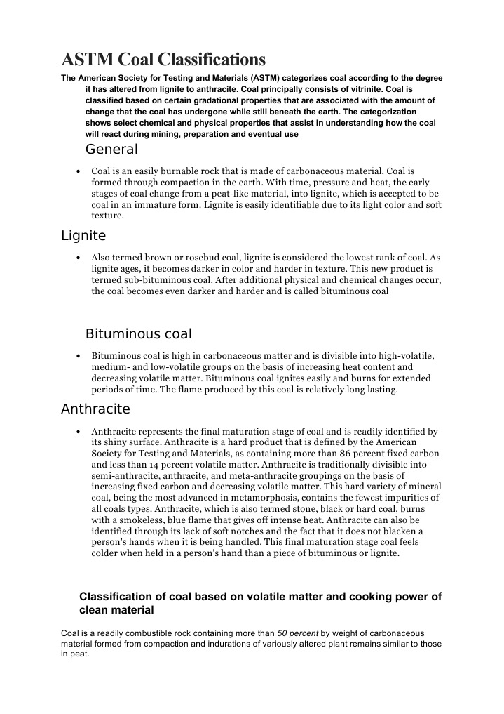 ASTM Coal Classification Overview | PDF | Bituminous Coal | Coal