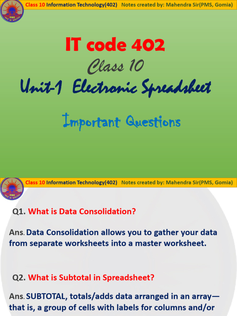 Electronic Spreadsheet | PDF | Spreadsheet | Computer Science