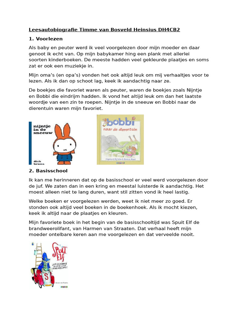 Leesautobiografie Timme Van Bosveld Heinsius | PDF