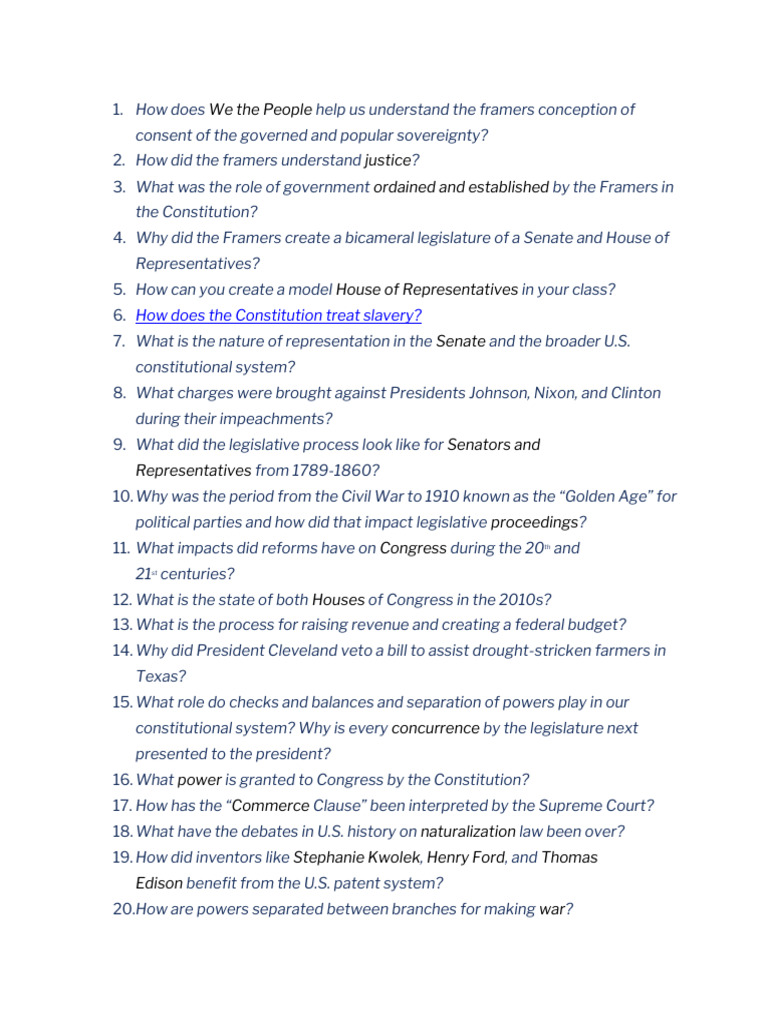 Constitution Questions | PDF | Constitutional Convention (United States ...