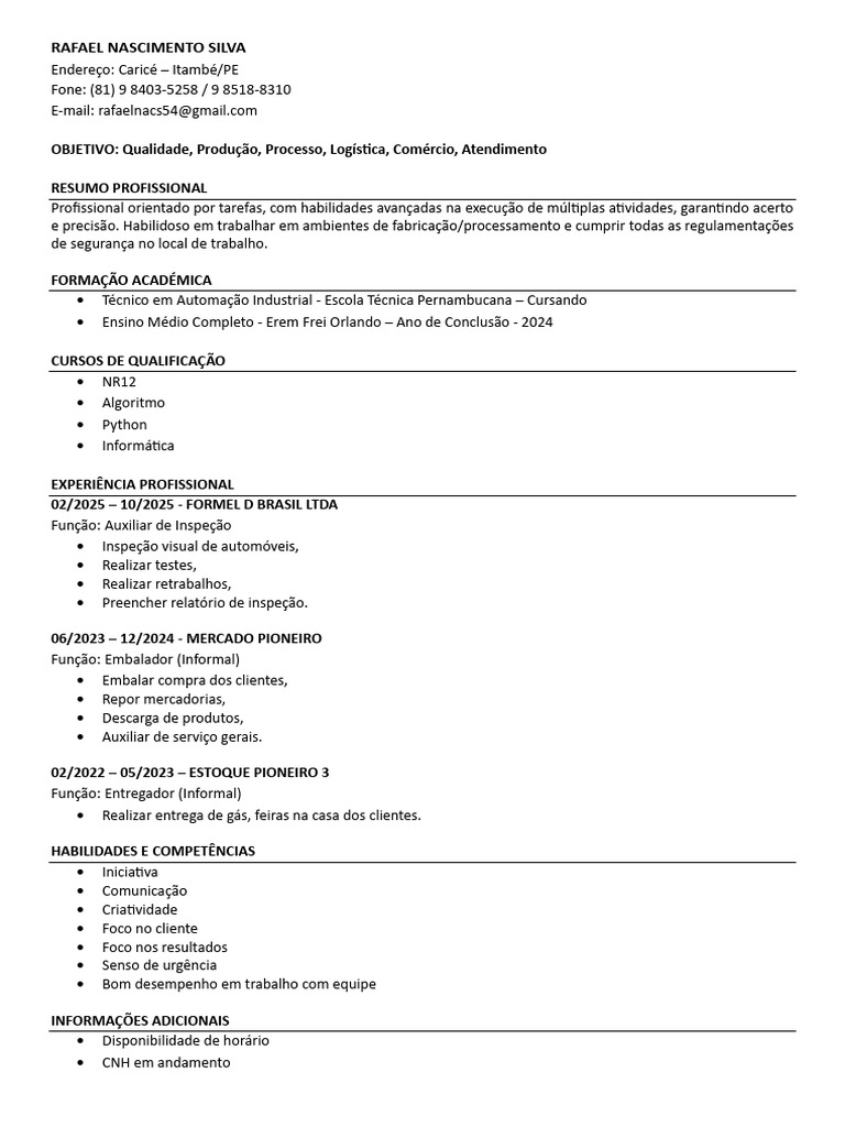 CV Rafael Nascimento | PDF