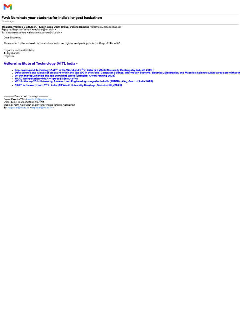 Gmail - FWD - Nominate Your Students For India's Longest Hacka... | PDF