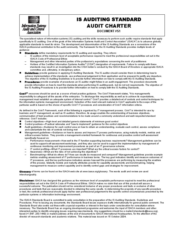 Audit Charter Standards IT English S1 | PDF | Cobit | Audit