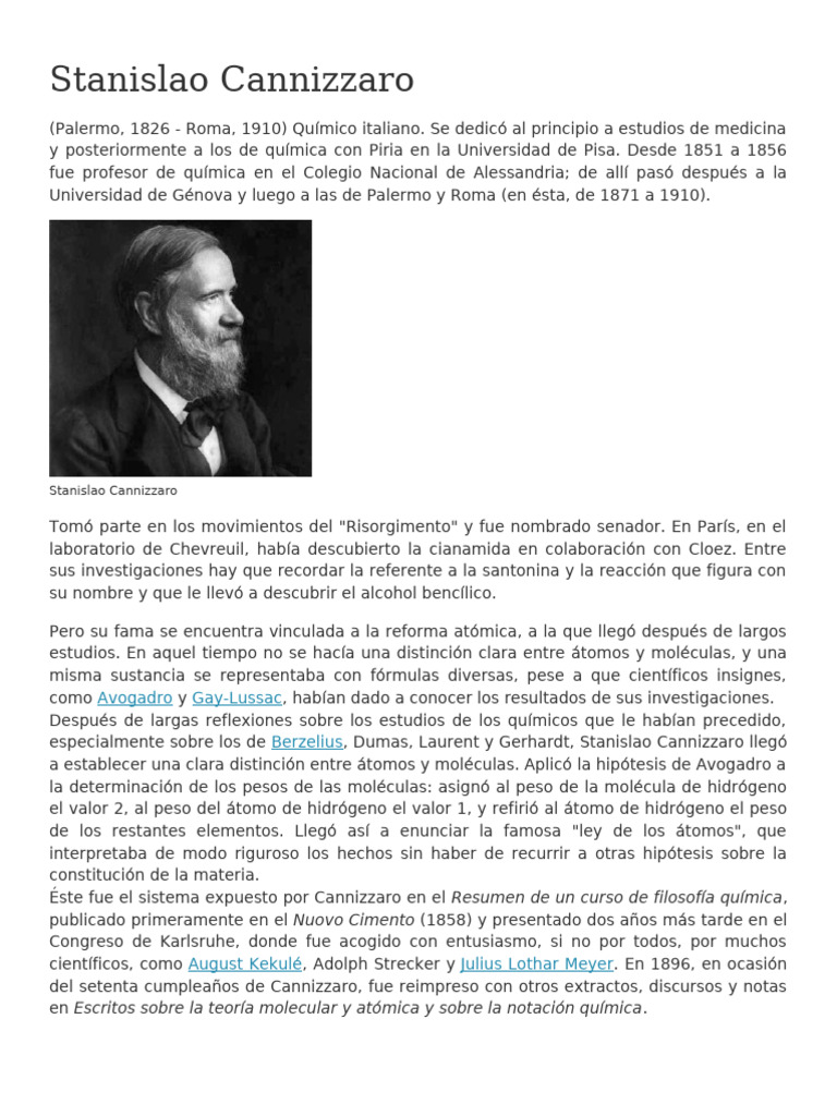 Stanislao Cannizzaro | PDF