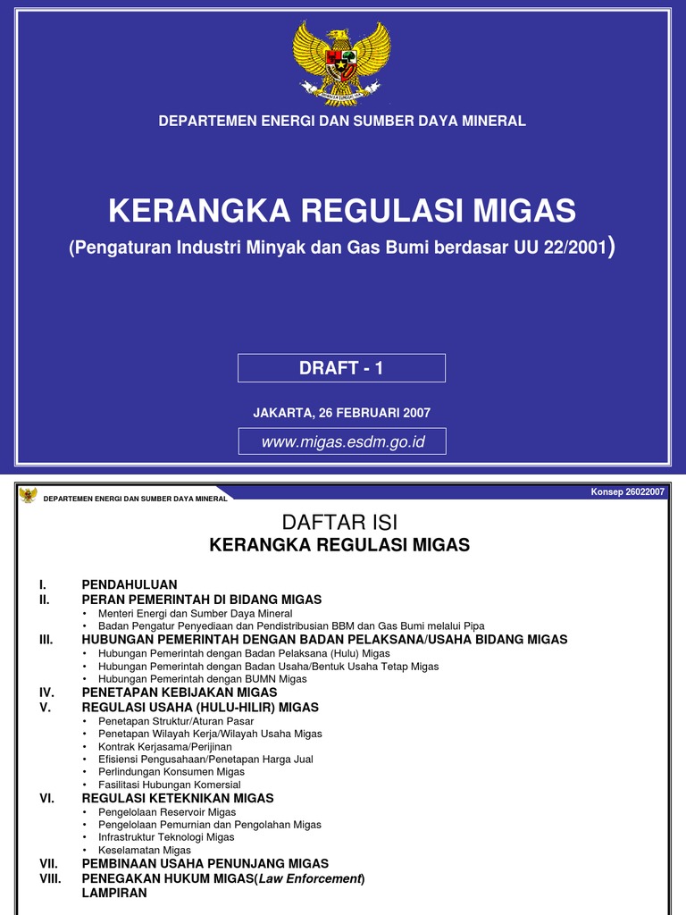 Draft Kerangka Regulasi Migas | PDF