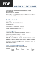Student Smoking Behavior Questionnaire | PDF