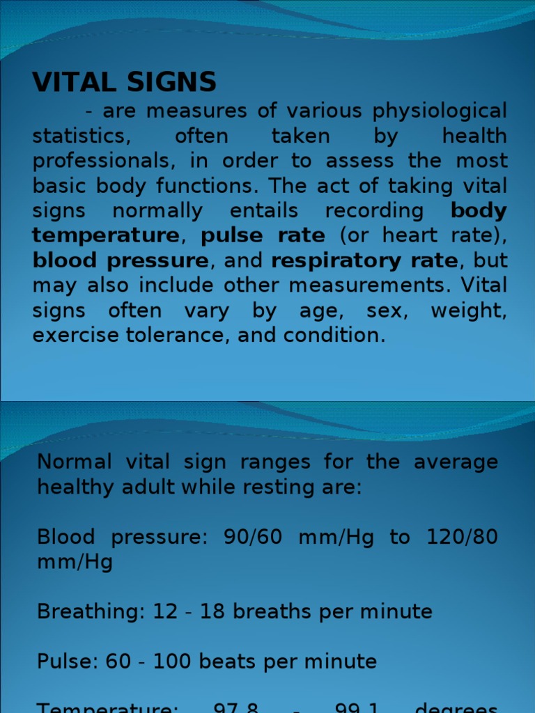 Vital Signs (BHW Training) 2 | PDF | Pulse | Heart Rate