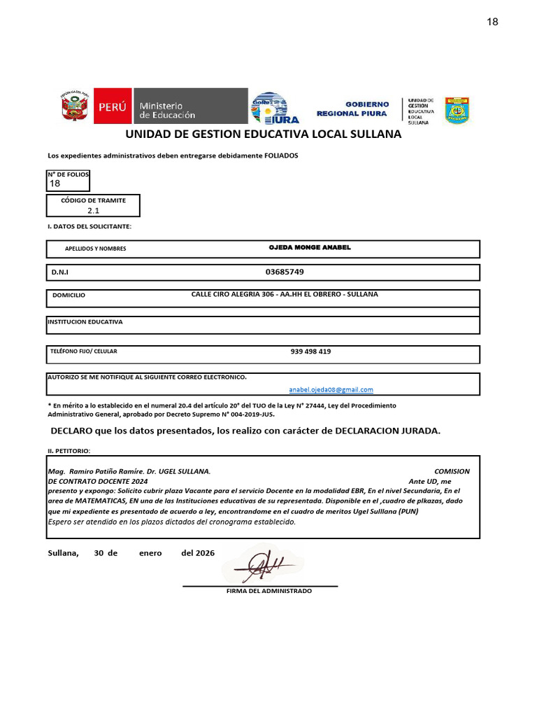 Expediente de Contrato Anabel Ojeda Monge | PDF | Violación | Maestros