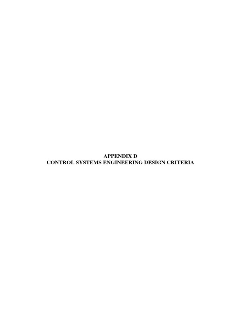 D - Control Systems Engineeering Design Criteria | PDF