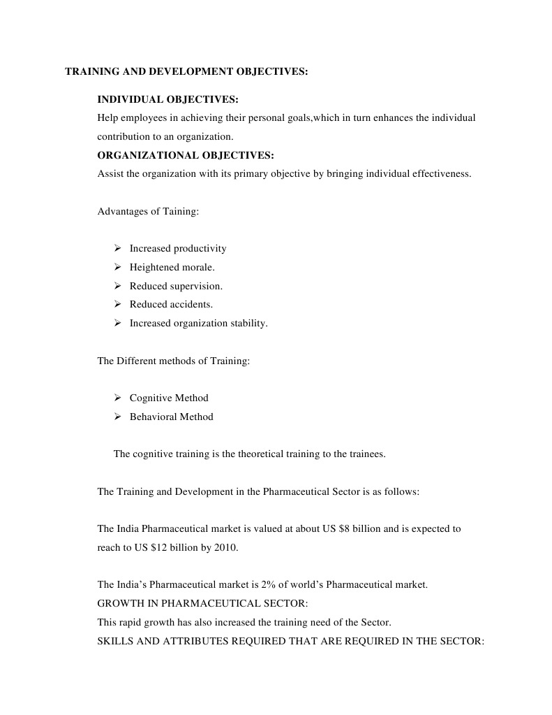 Training and Development Objectives | PDF