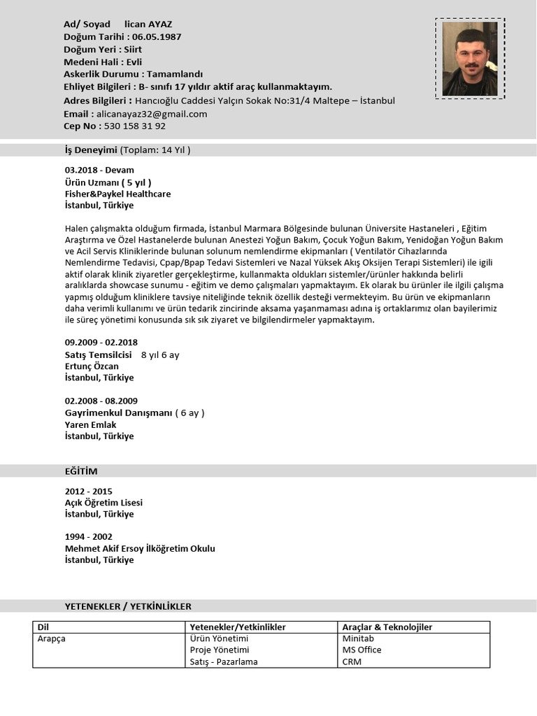 Alican AYAZ Guncel CV | PDF