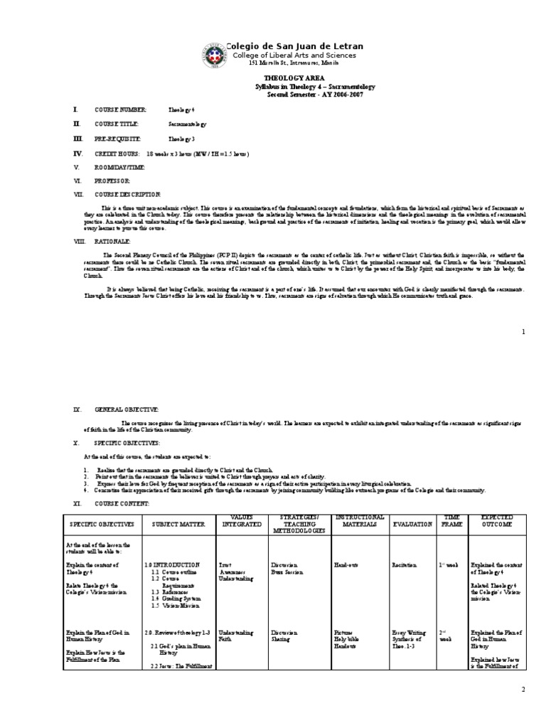 2006 - THEO4 - Sacramentology | PDF | Sacraments | Eucharist