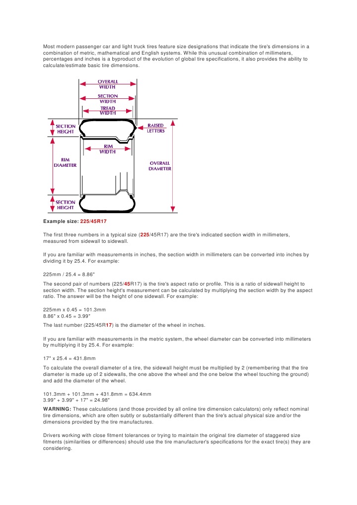 Tire Geometry | PDF | Tire | Length