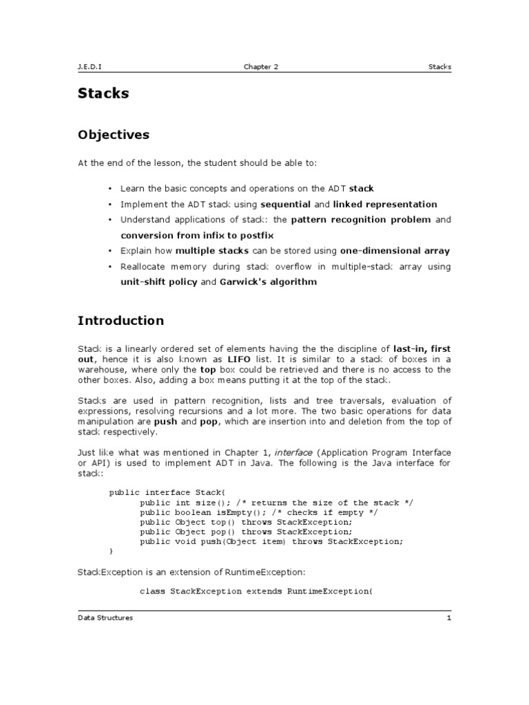 Jedi Course Notes Datast Chapter02 Stacks Pdf Array Data Structure Data Management