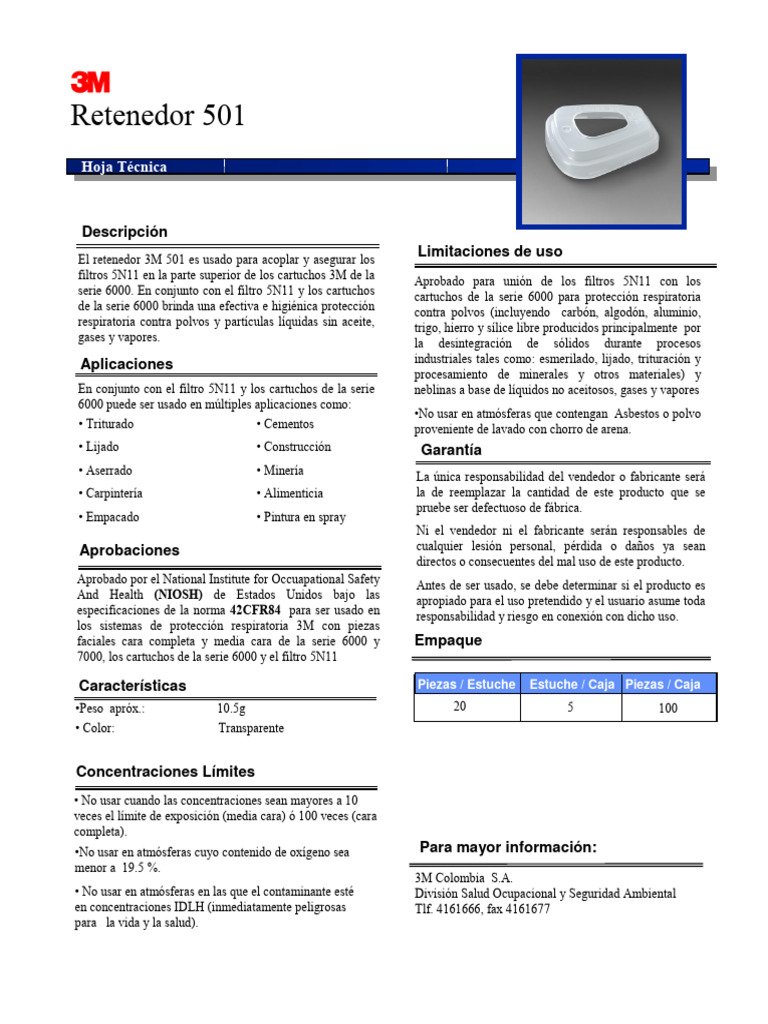 Ficha Tecnica Retenedor para Pre Filtro 501 1 | PDF