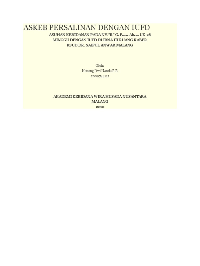 Askeb Persalinan Dengan Iufd | PDF