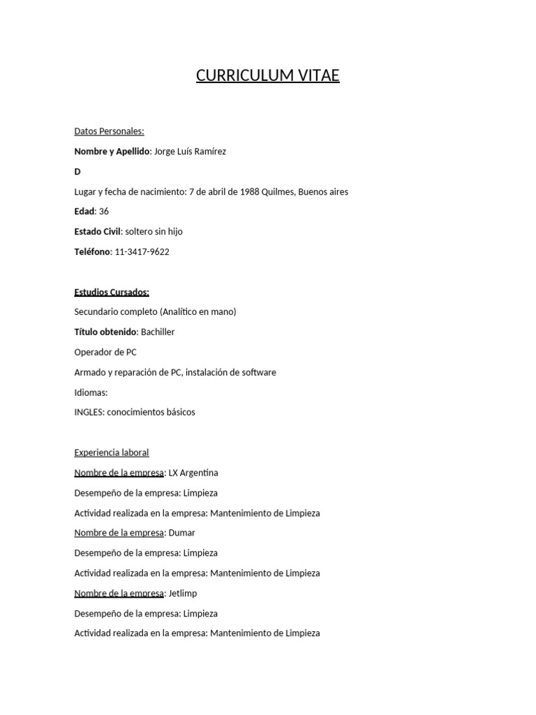 CV Jorge Ramirez | PDF