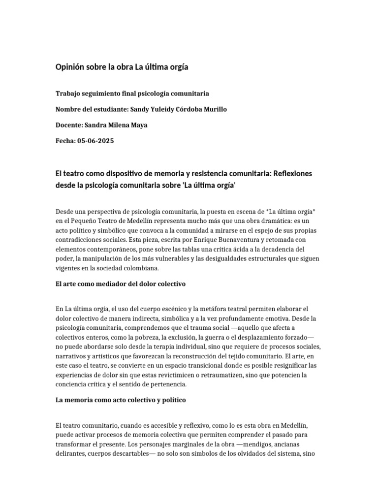 Reflexi%C3%B3n Sandy C%C3%B3rdoba La %C3%BAltima Org%C3%ADa Negrita ...