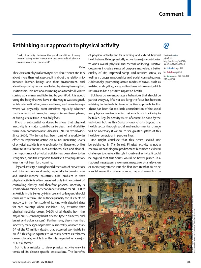 The Lancet Series: Physical Activity (Published July 18, 2012) | PDF ...
