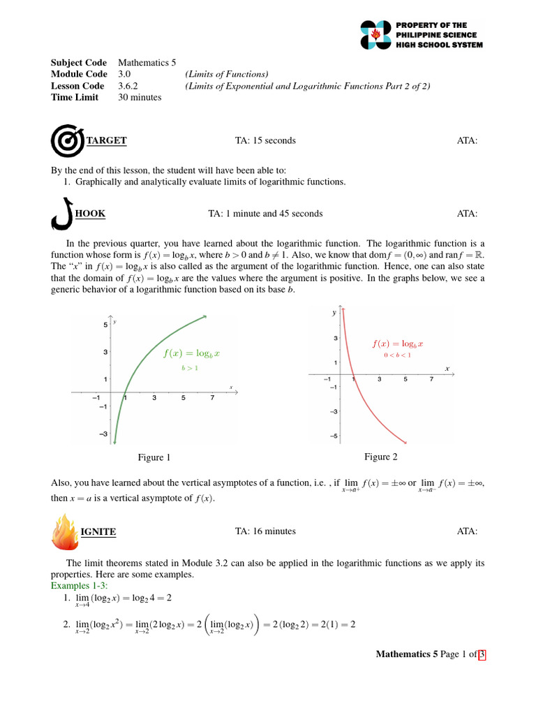 TLG Math5 3.6.2 Limits of Exponential and Logarithmic Functions Part 2 ...