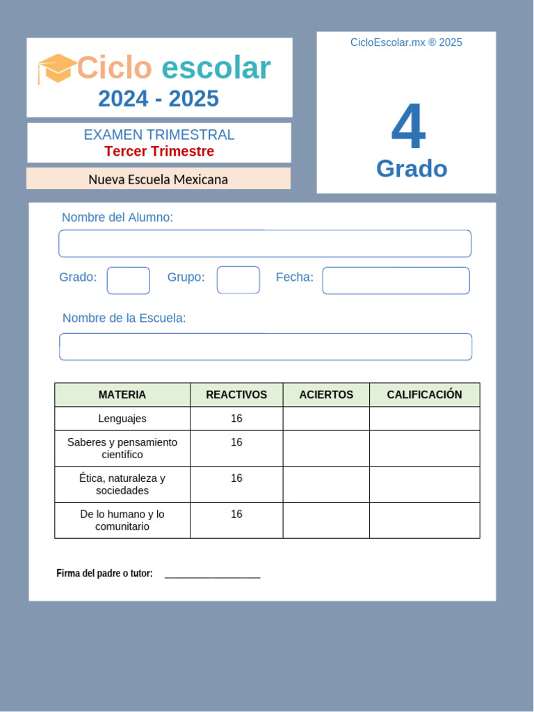 4-Cuarto-Grado-Examen-Trimestral-3-2024-2025 | PDF | Pensamiento | Democracia