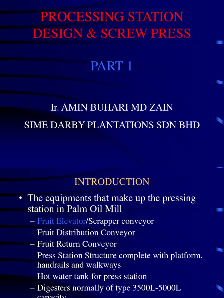 Processing Station - Part 1 (Mpob HQ 21711) | PDF | Horsepower | Pump