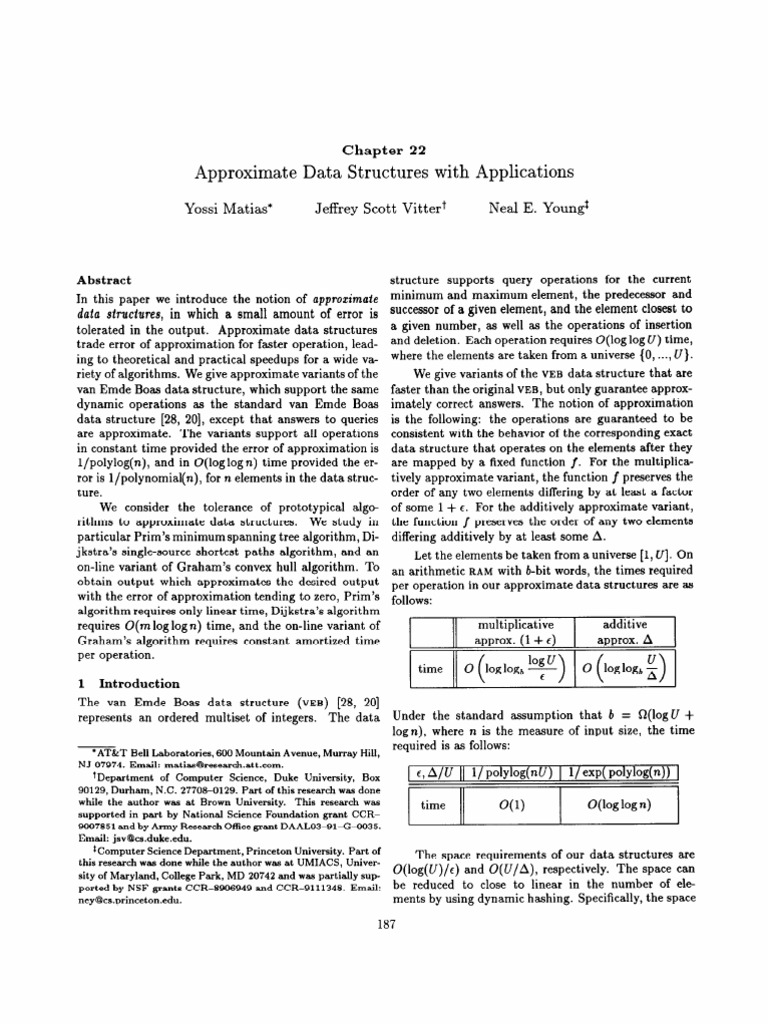 Chapter 22 Approximate Data Structures | PDF | Time Complexity | Algorithms