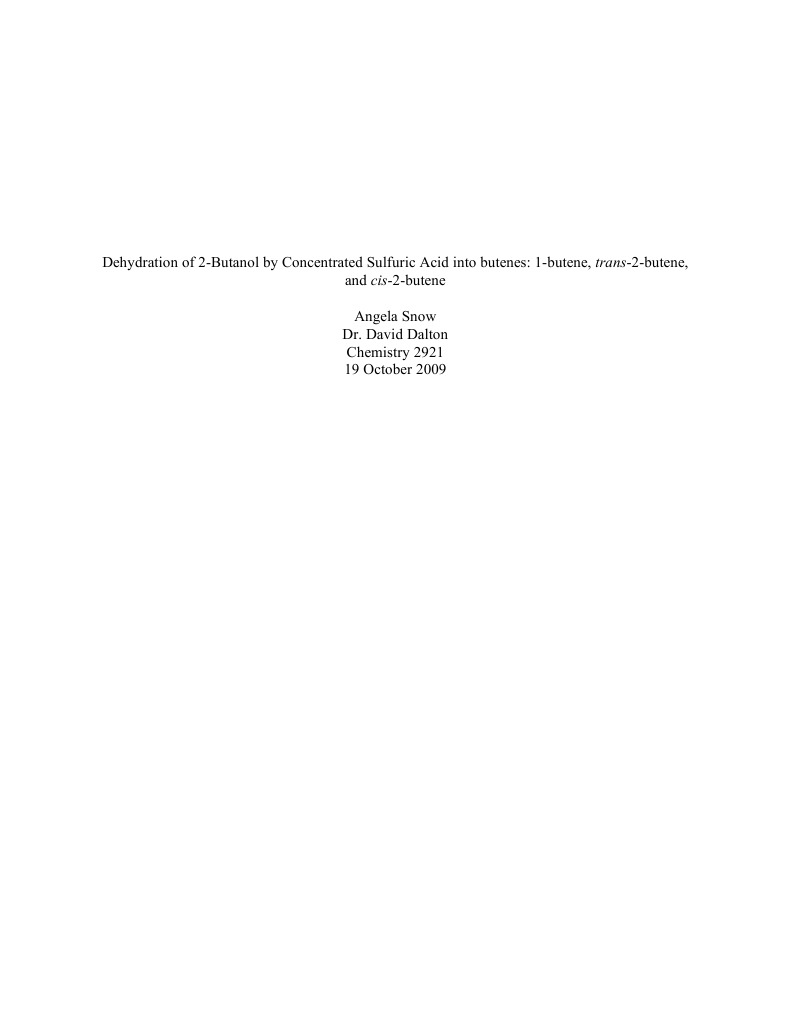 Dehydration of 2-Butanol | PDF | Chemical Reactions | Gas Chromatography