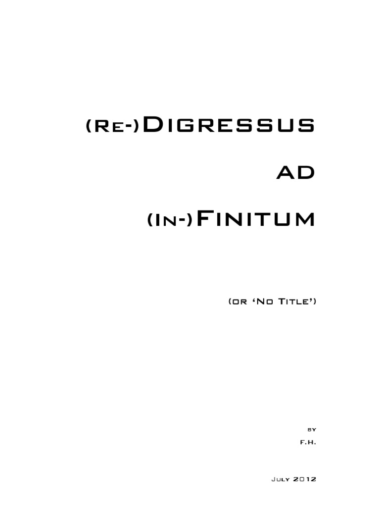 (Re-) Digressus Ad (In-) Finitum | PDF