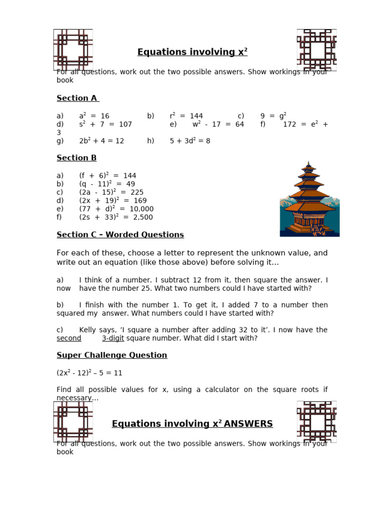 6) Equations Involving X | PDF | Mathematics | Mathematical Objects