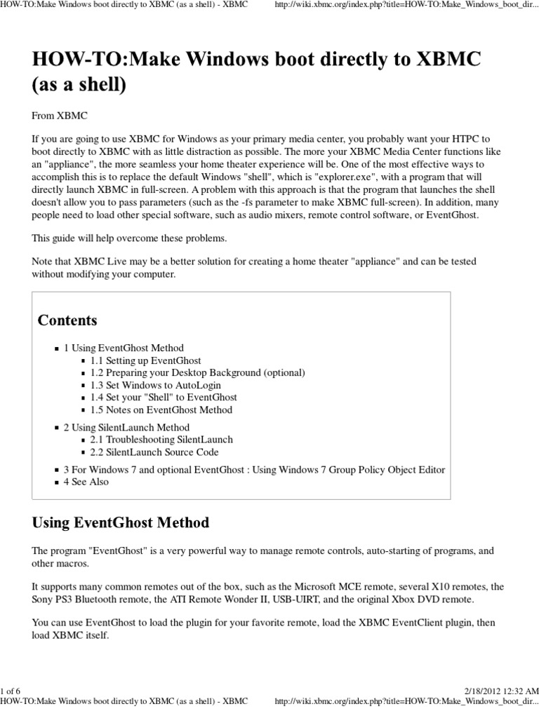 HOW-To - Make Windows Boot Directly To XBMC (As A Shell) - XBMC | PDF ...